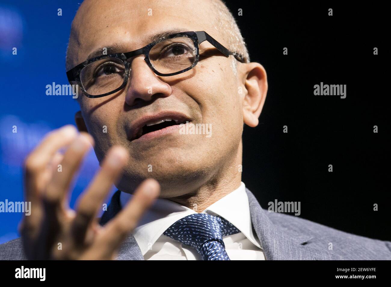 Satya Nadella, Chief Executive Officer (CEO) of Microsoft participates ...