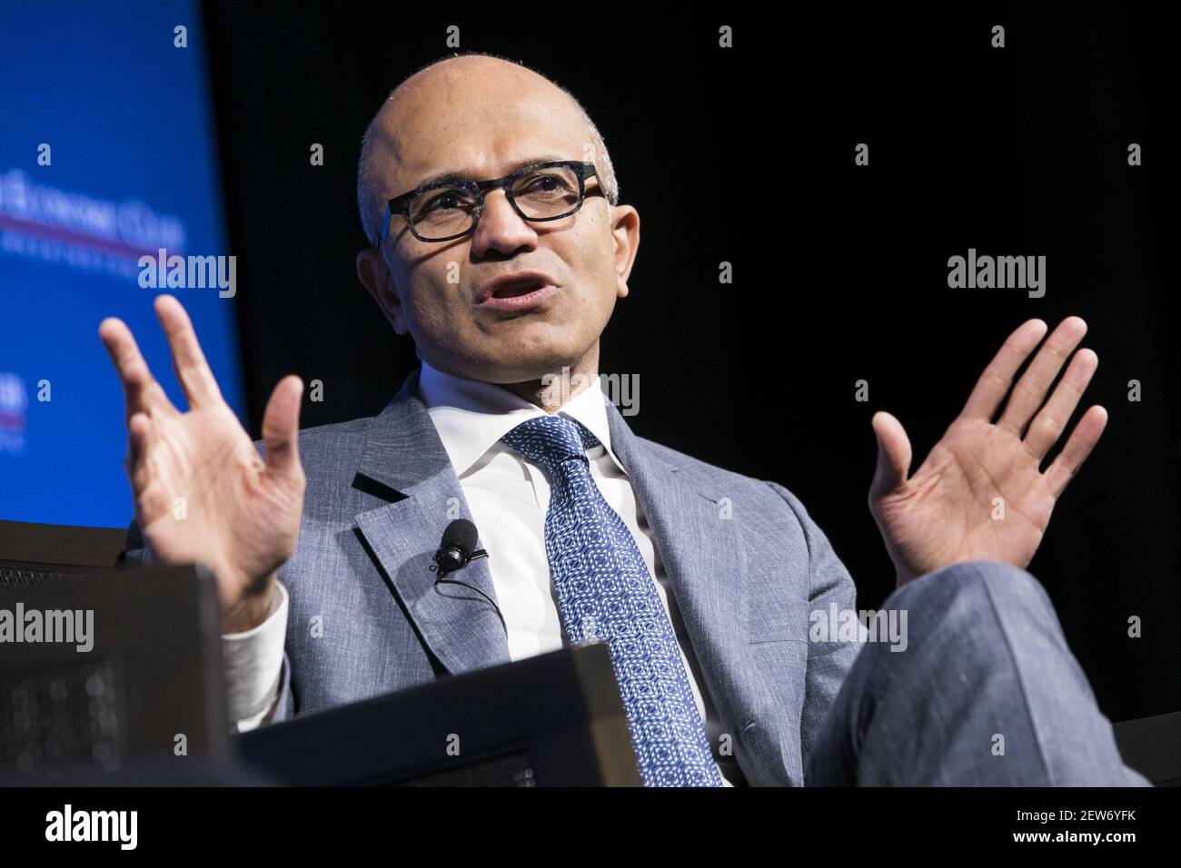 Satya Nadella, Chief Executive Officer (CEO) of Microsoft participates ...