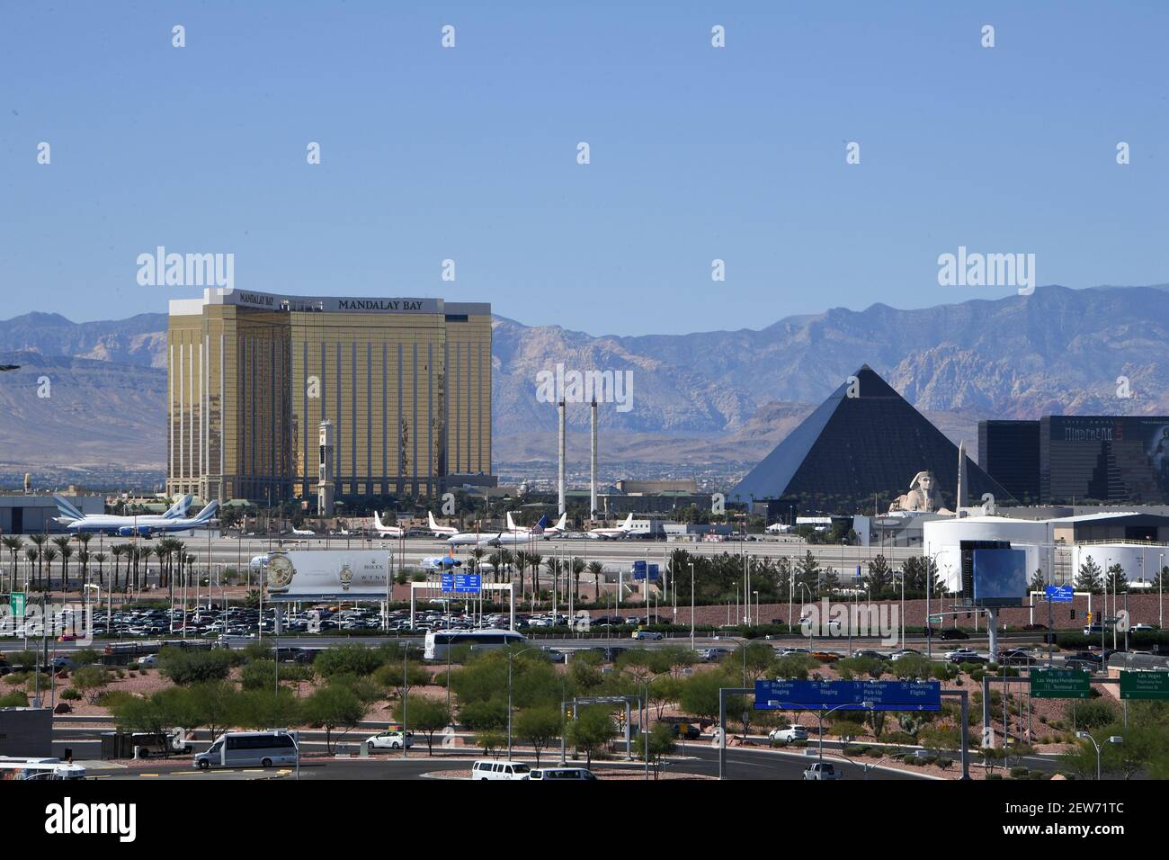 View of the Oil Tanks near the Las Vegas Luxor Hotel and Mandalay Bay ...