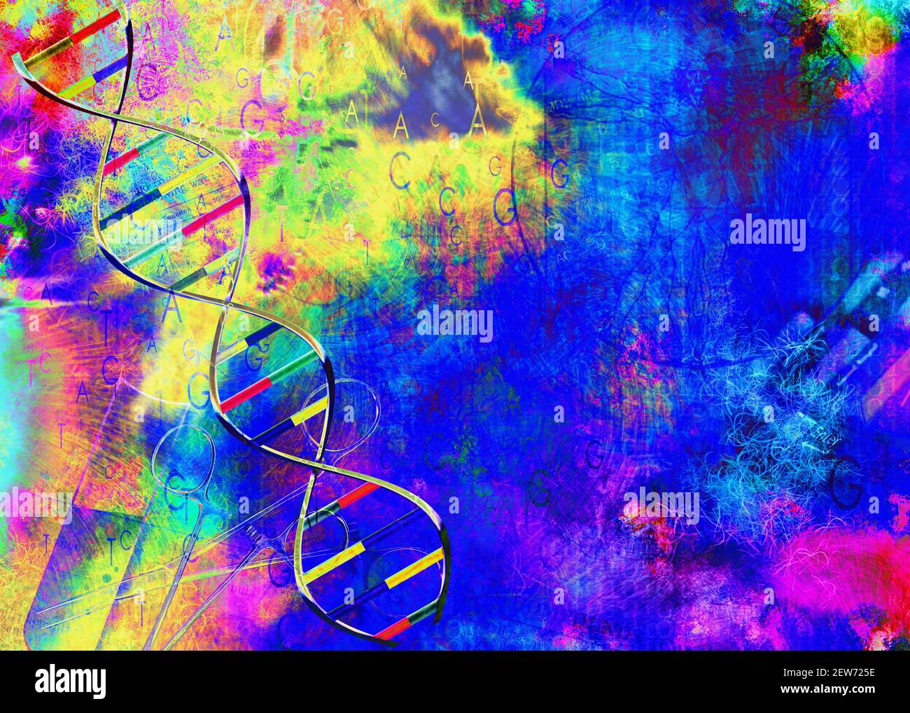 Genesis of human DNA. Modern art. 3D rendering Stock Photo - Alamy