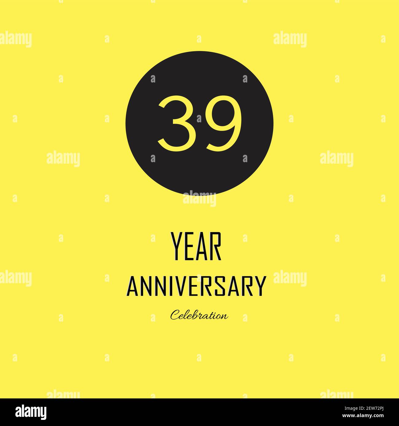 39 Anniversary celebration on yellow background. Vector festive ...