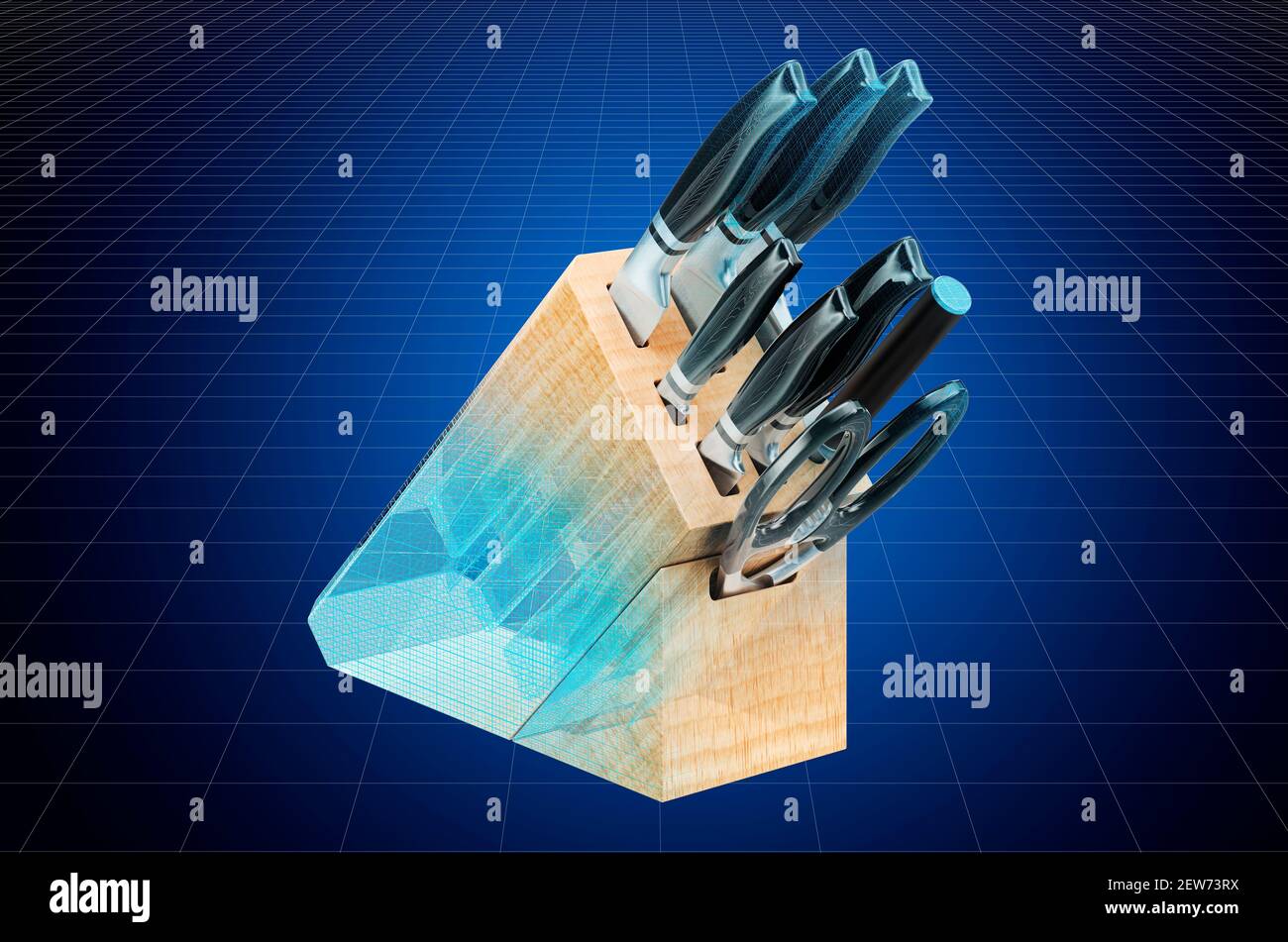 Visualization 3d cad model of concrete mixer, blueprint. 3D rendering ...