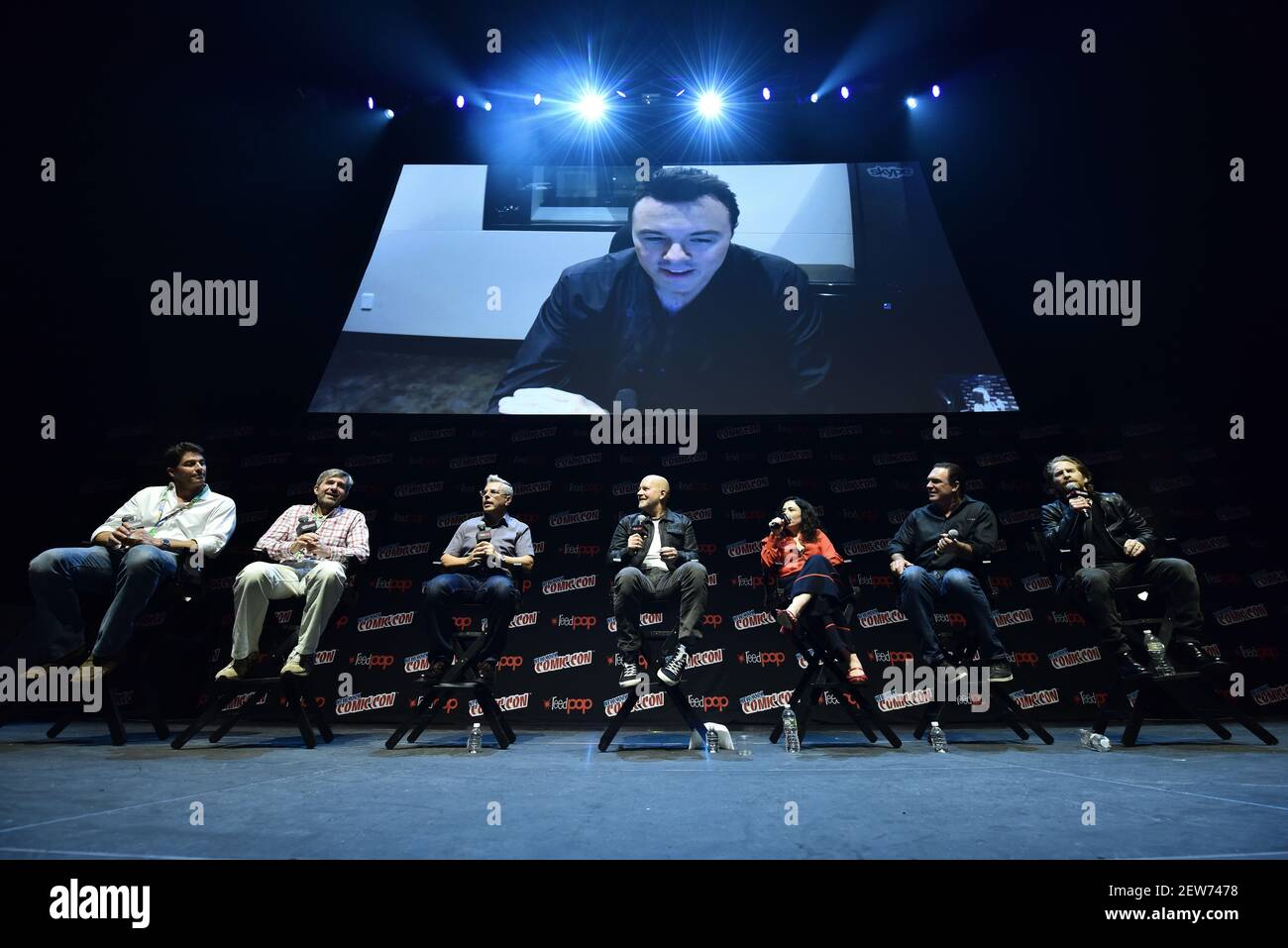 NEW YORK - OCTOBER 6: (L-R) With Seth MacFarlane conference via video ...