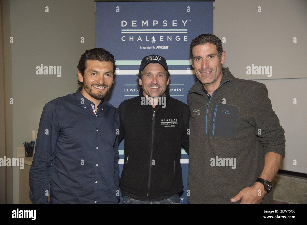Patrick Dempsey with former professional cyclists Fred Rodriguez(L) and ...