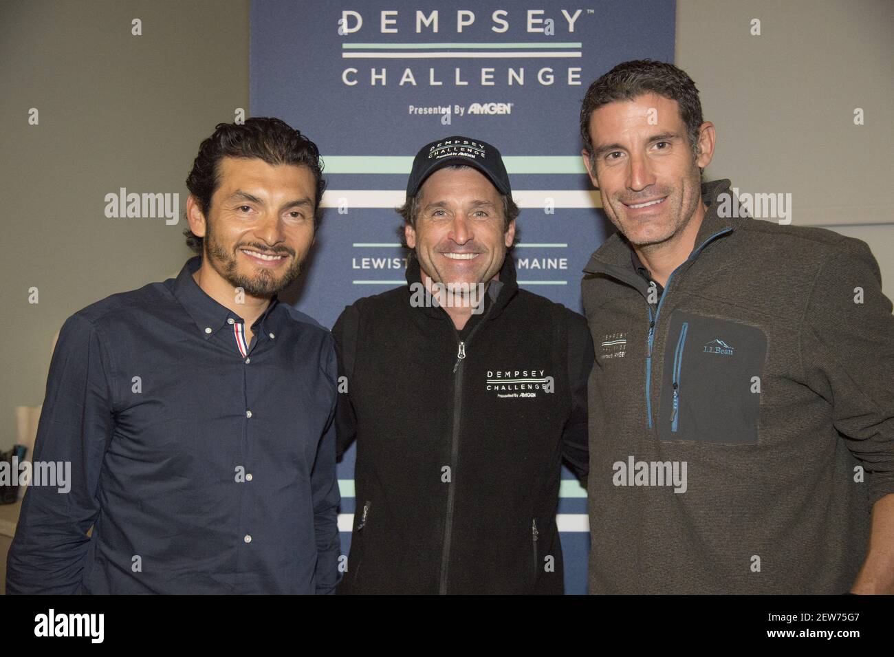 Patrick Dempsey with former professional cyclists Fred Rodriguez(L) and ...