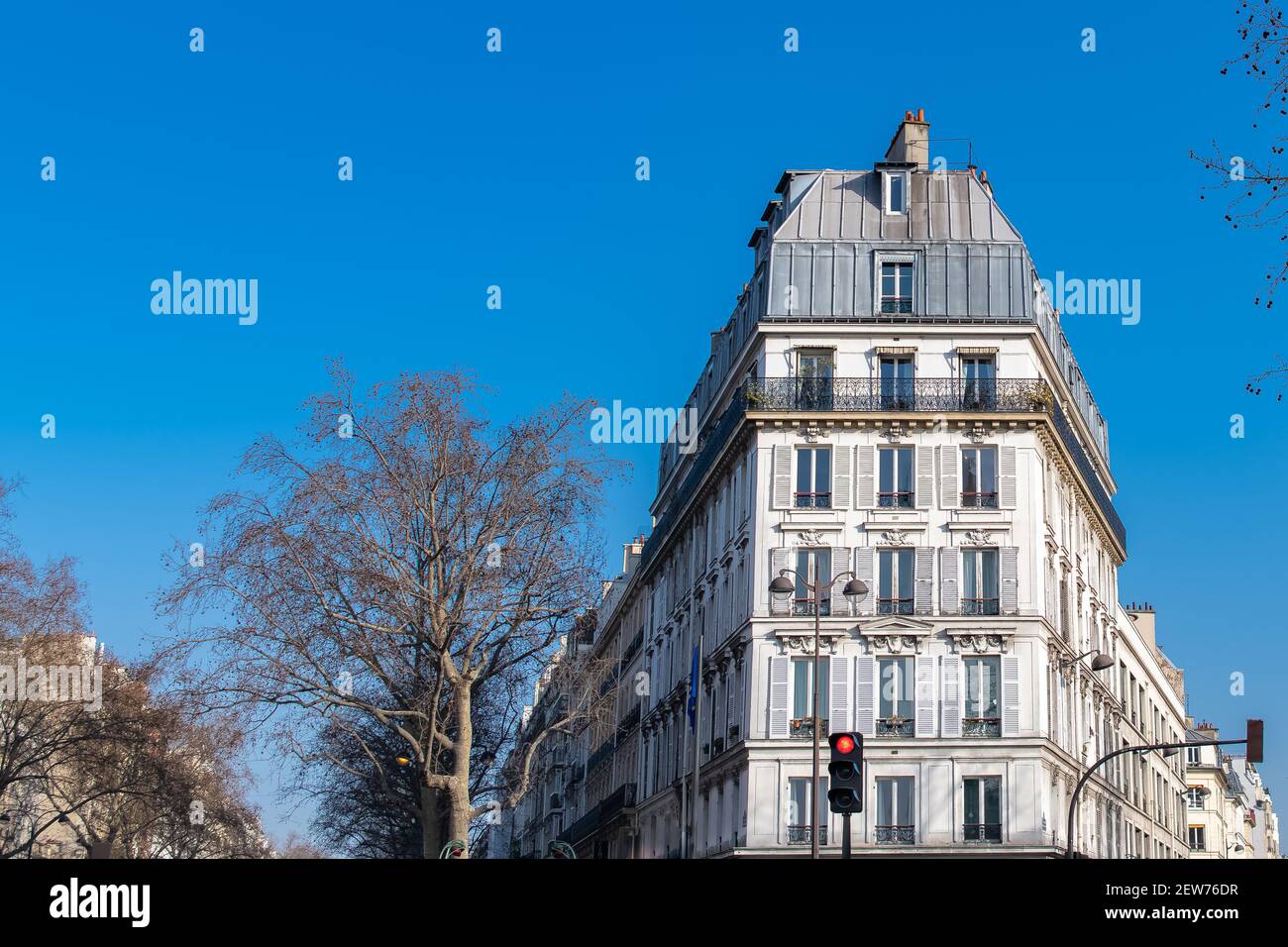 Paris, typical facade near Bastille, beautiful building, with old zinc ...