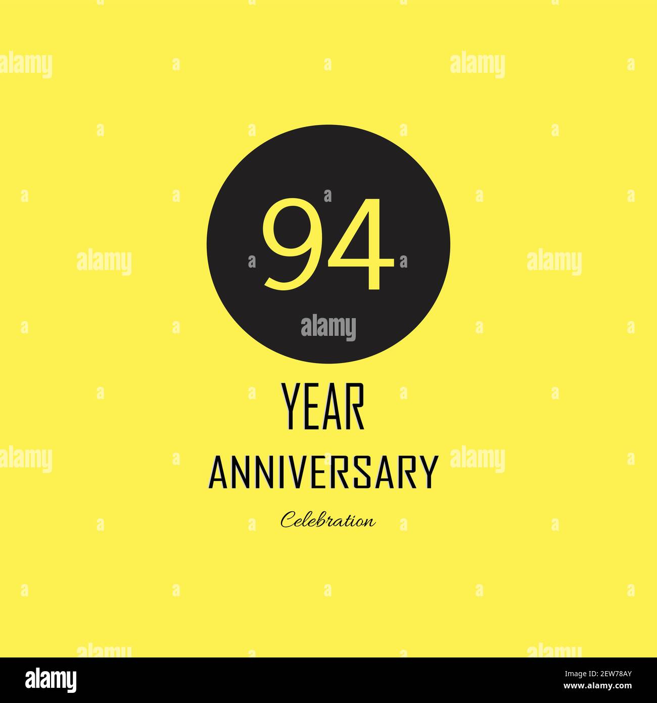 94 Anniversary celebration on yellow background. Vector festive ...
