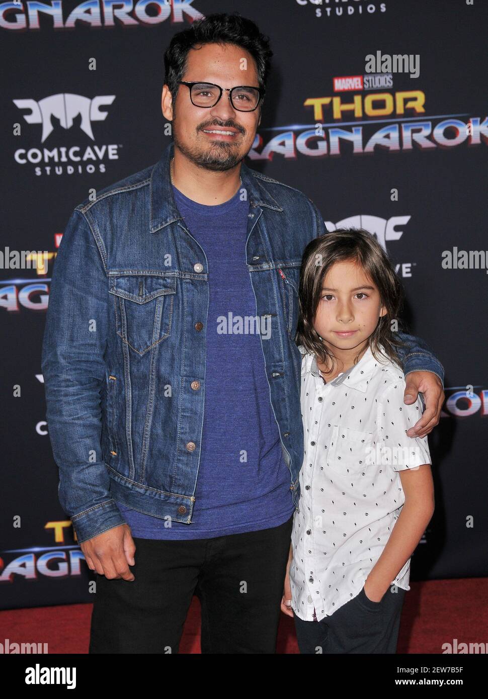 (L-R) Michael Pena and Son arrives at Marvel Studios' "Thor: Ragnarok ...