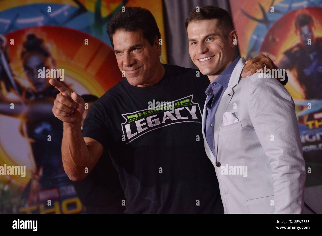 (L-R) Lou Ferrigno and Louis Ferrigno Jr arrives at Marvel Studios ...