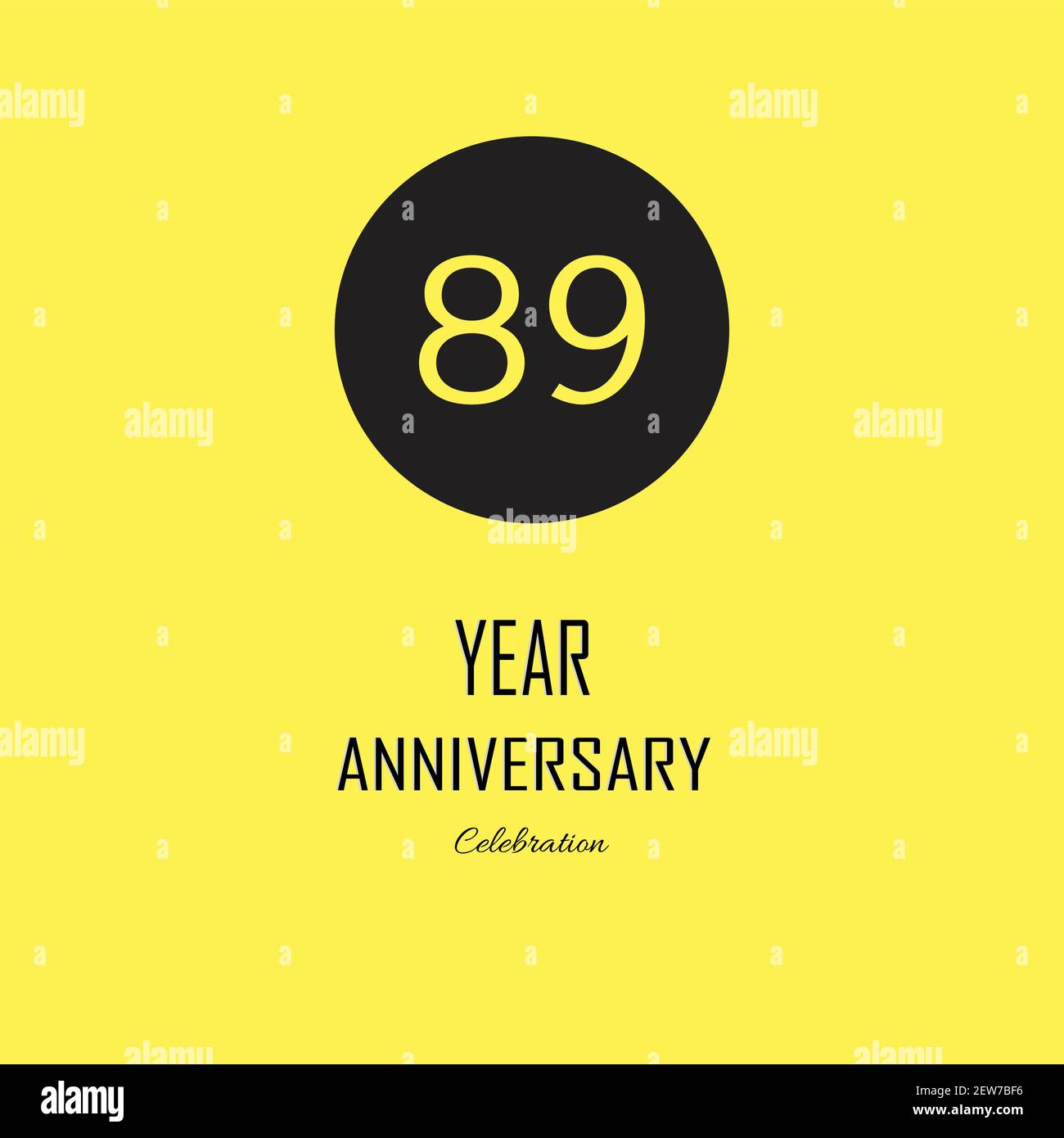 89 Anniversary celebration on yellow background. Vector festive ...