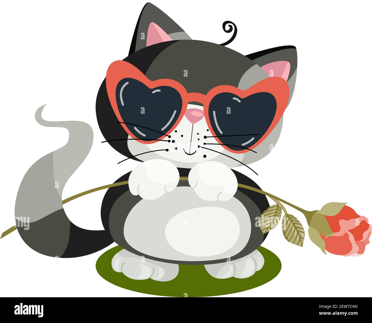 Funny cat holding a rose Stock Photo - Alamy