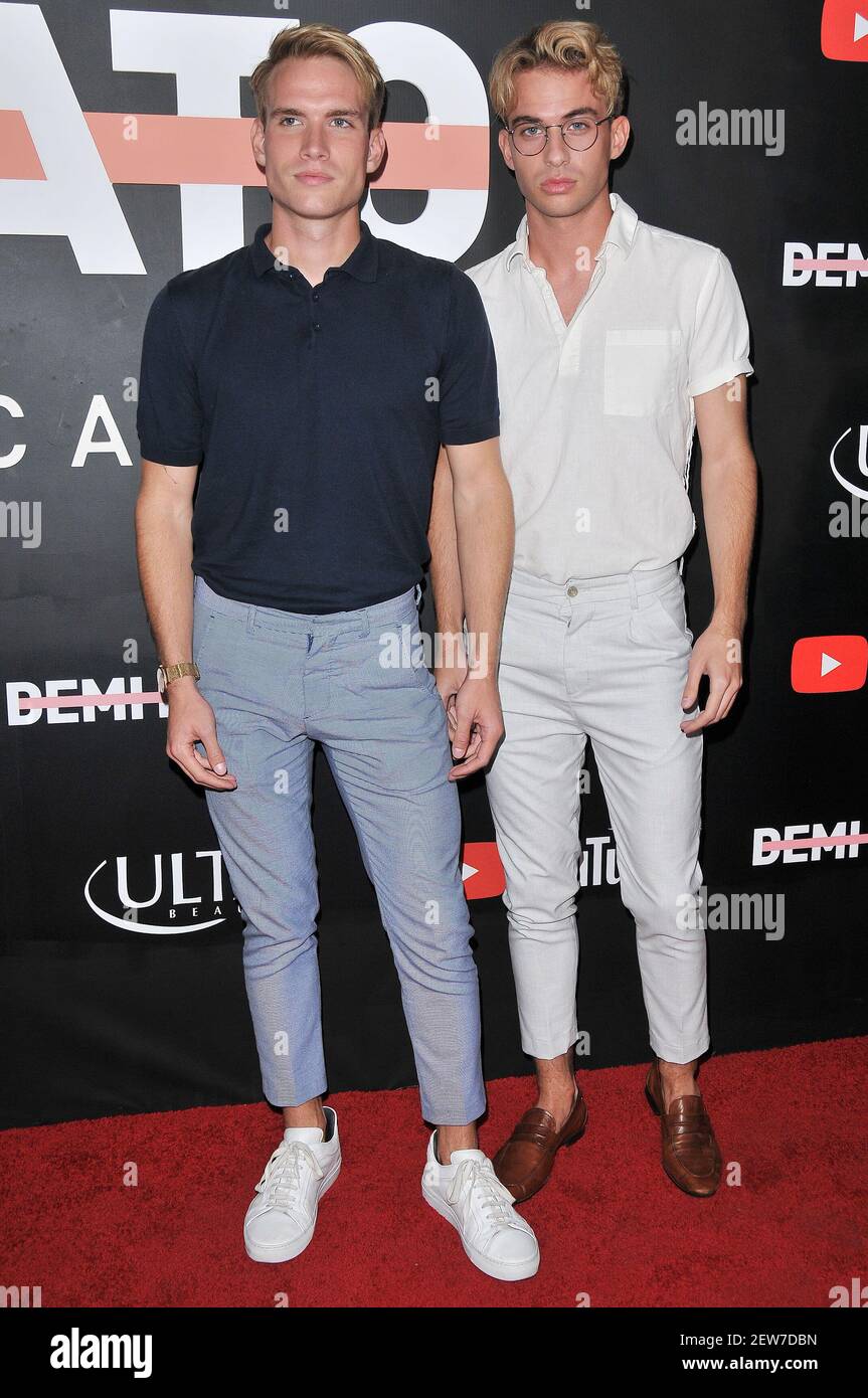 (L-R) Austin Rhodes and Aaron Rhodes arrives at the "Demi Lovato ...
