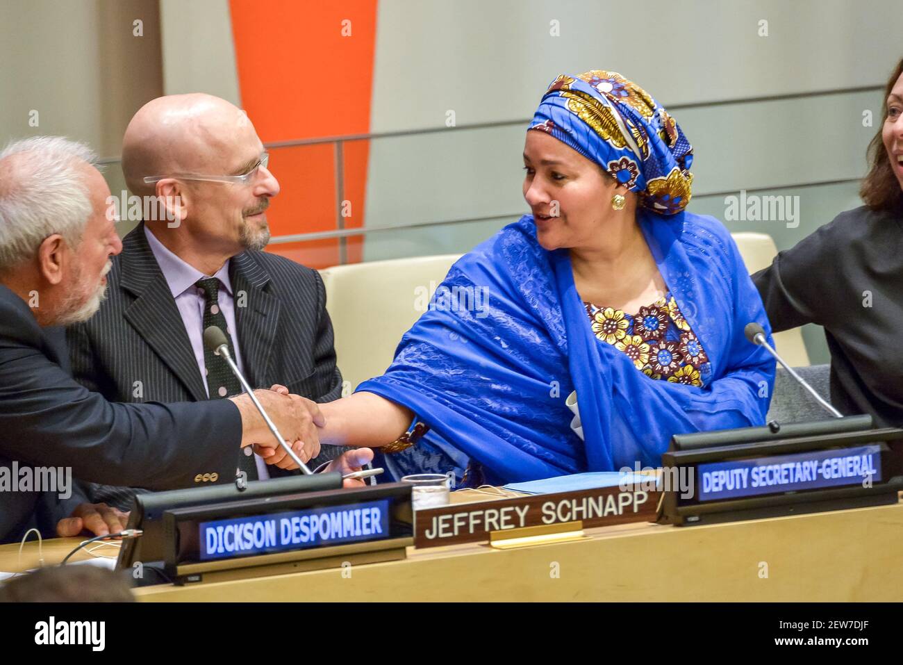 United Nations Deputy Secretary-General Amina J. Mohammed (R) is seen ...