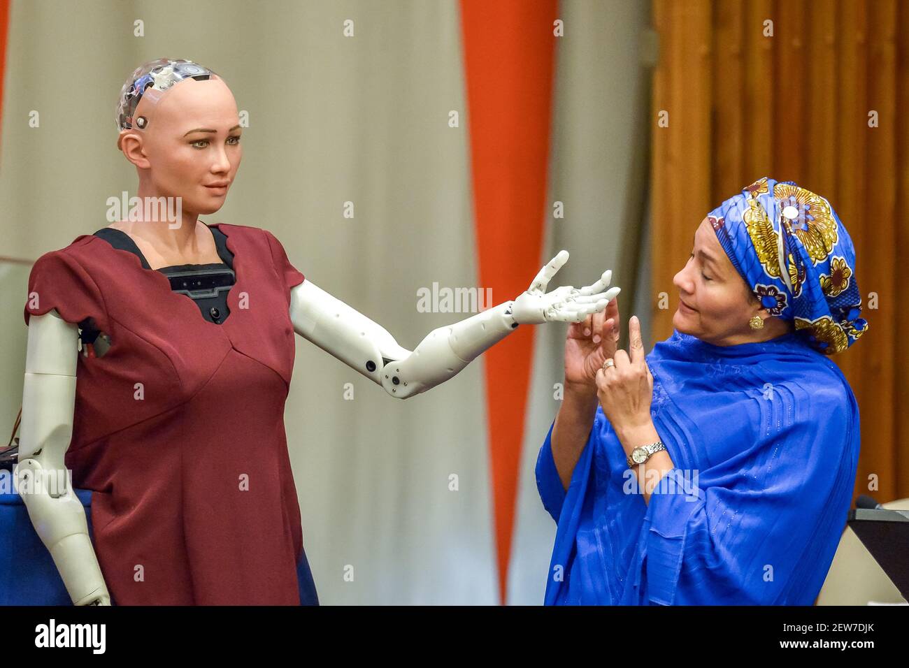 United Nations Deputy Secretary-General Amina J. Mohammed (R) is seen ...