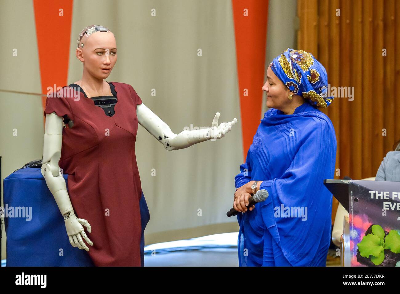 United Nations Deputy Secretary-General Amina J. Mohammed (R) is seen ...