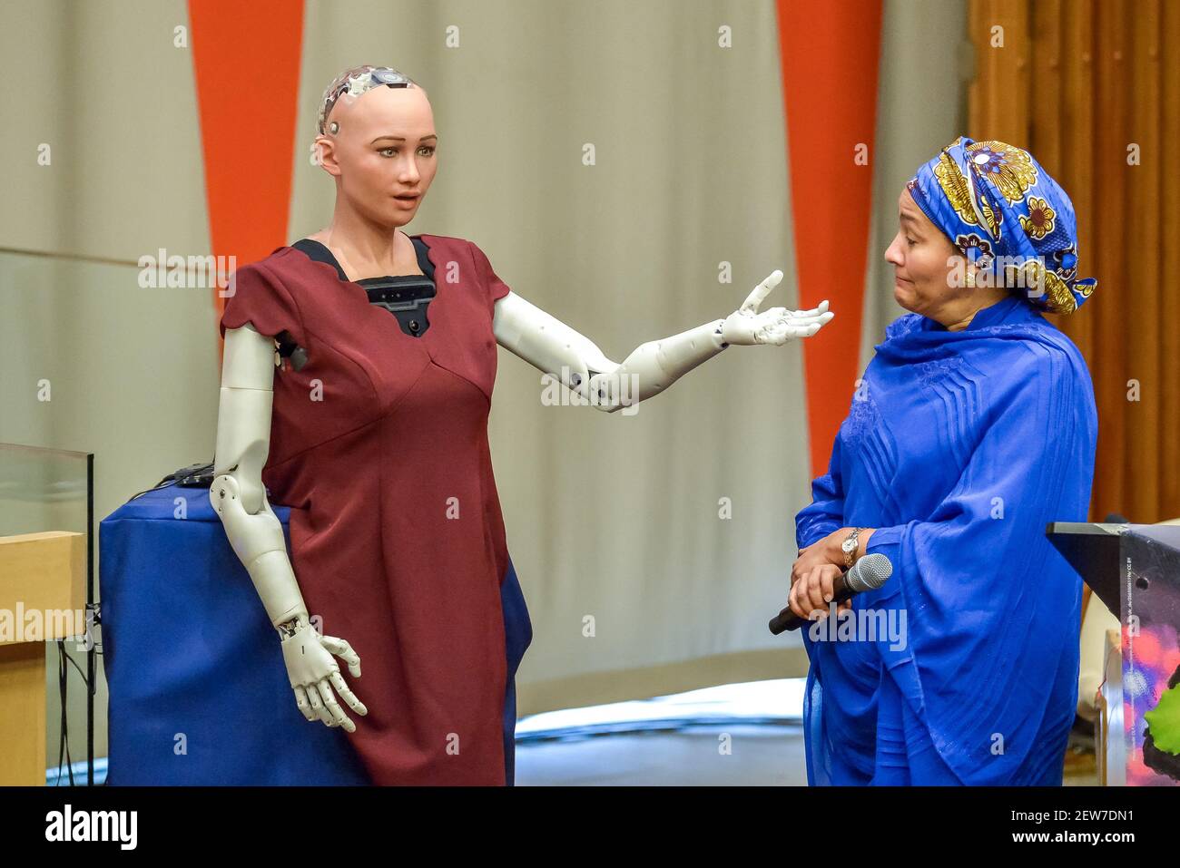United Nations Deputy Secretary-General Amina J. Mohammed (R) is seen ...