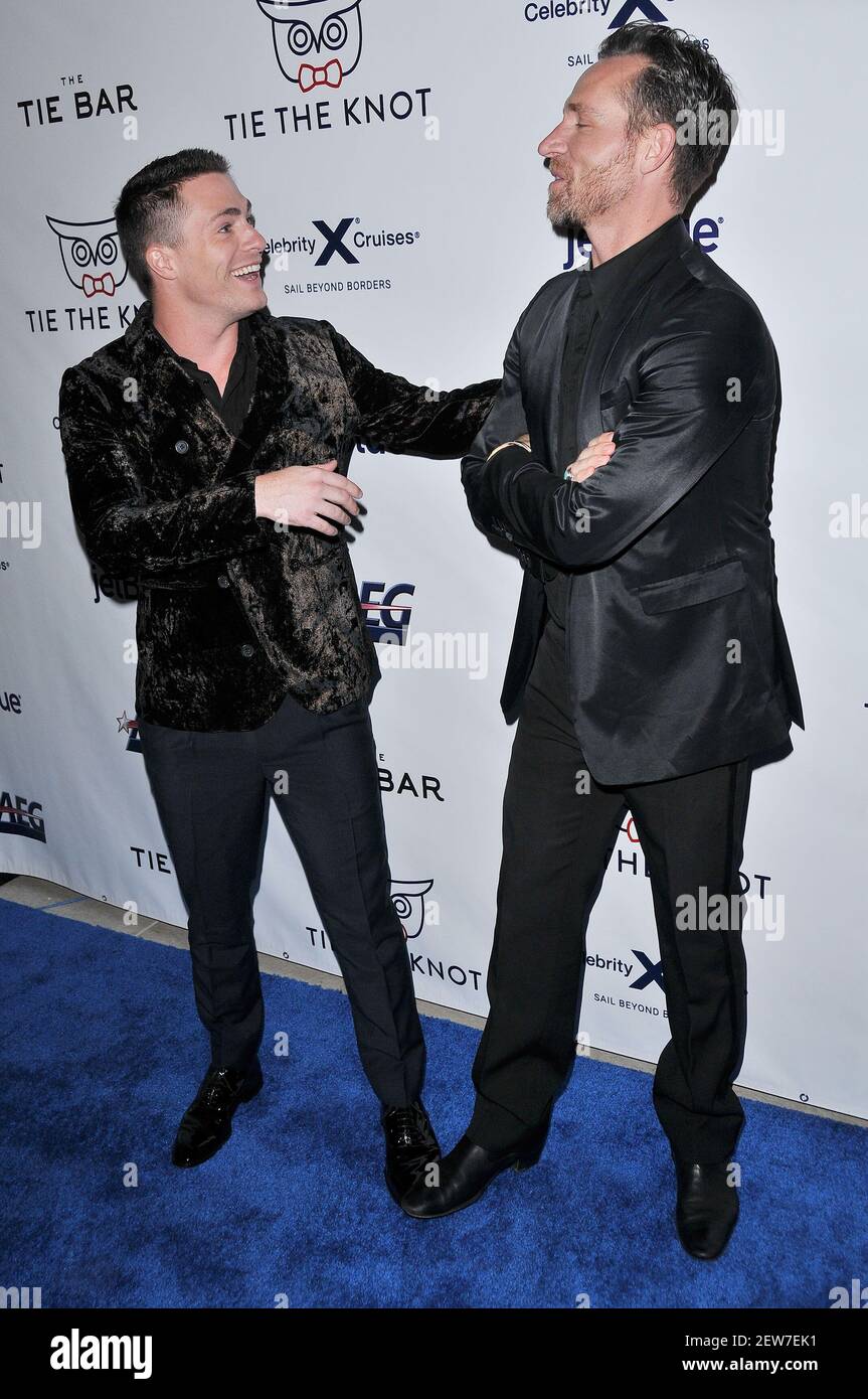 (L-R) Colton Haynes and Fiance Jeff Leatham arrives at Jessie Tyler ...