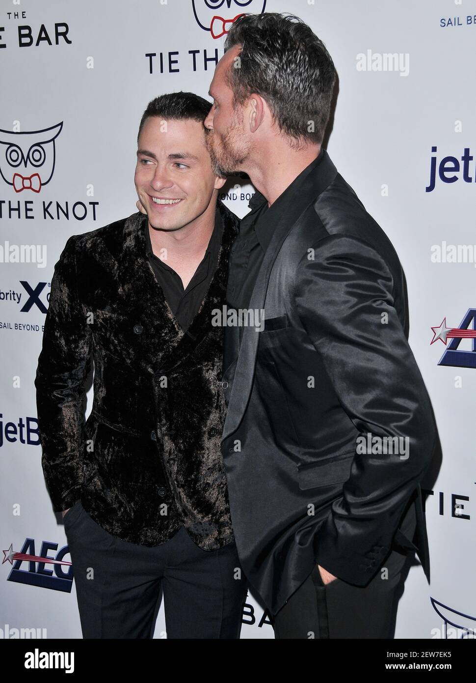 (L-R) Colton Haynes and Fiance Jeff Leatham arrives at Jessie Tyler ...