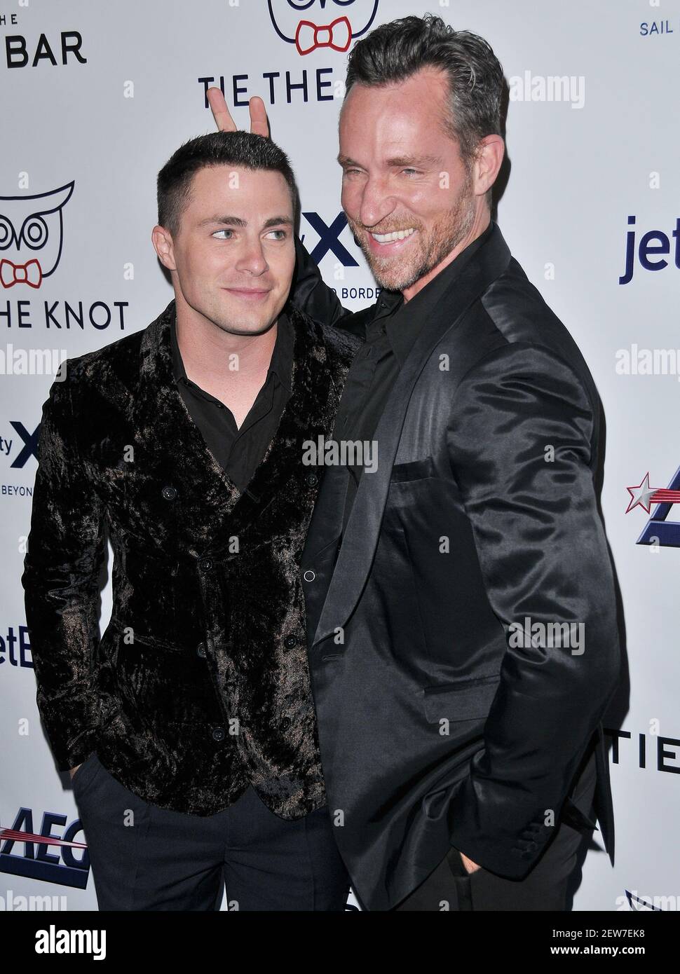 (L-R) Colton Haynes and Fiance Jeff Leatham arrives at Jessie Tyler ...