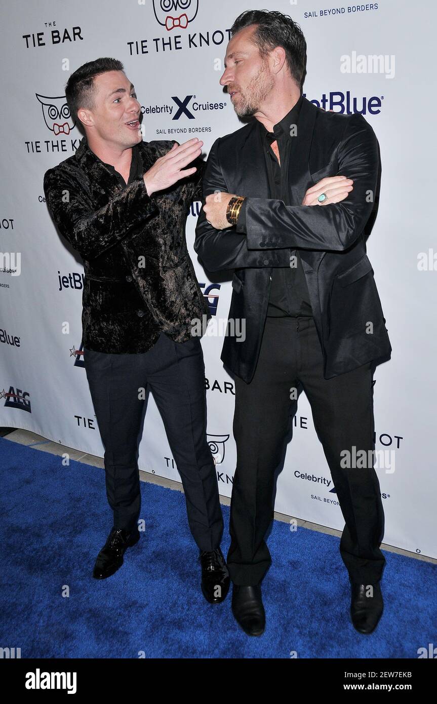 (L-R) Colton Haynes and Fiance Jeff Leatham arrives at Jessie Tyler ...