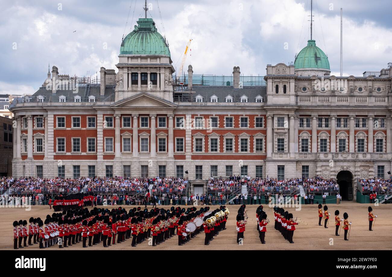 Guardsmen and women marching during Trooping the Colour annual military ...