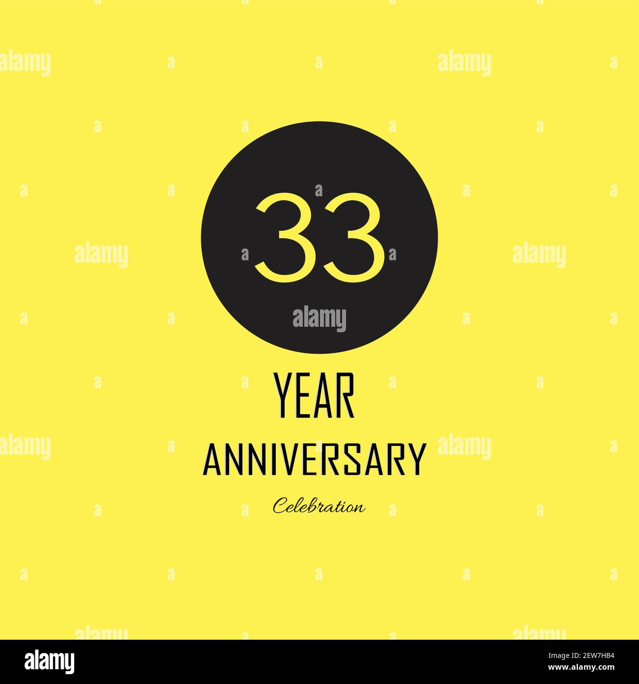 33 Anniversary celebration on yellow background. Vector festive ...