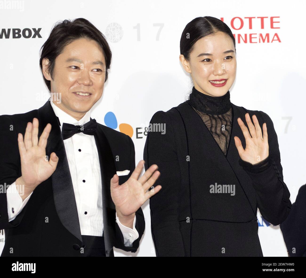 12 October 2017 - Busan, South Korea : (L to R) Japanese actors Sadao ...