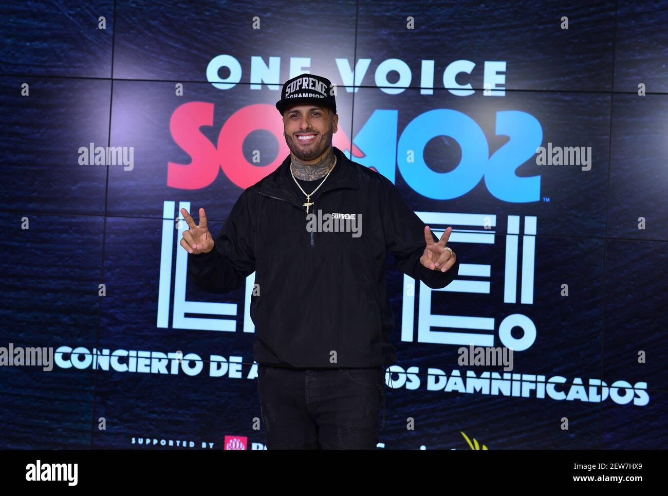 Nicky Jam poses in the pressroom at One Voice: Somos Live! A Concert ...