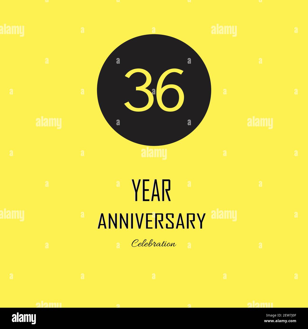 36 Anniversary celebration on yellow background. Vector festive ...