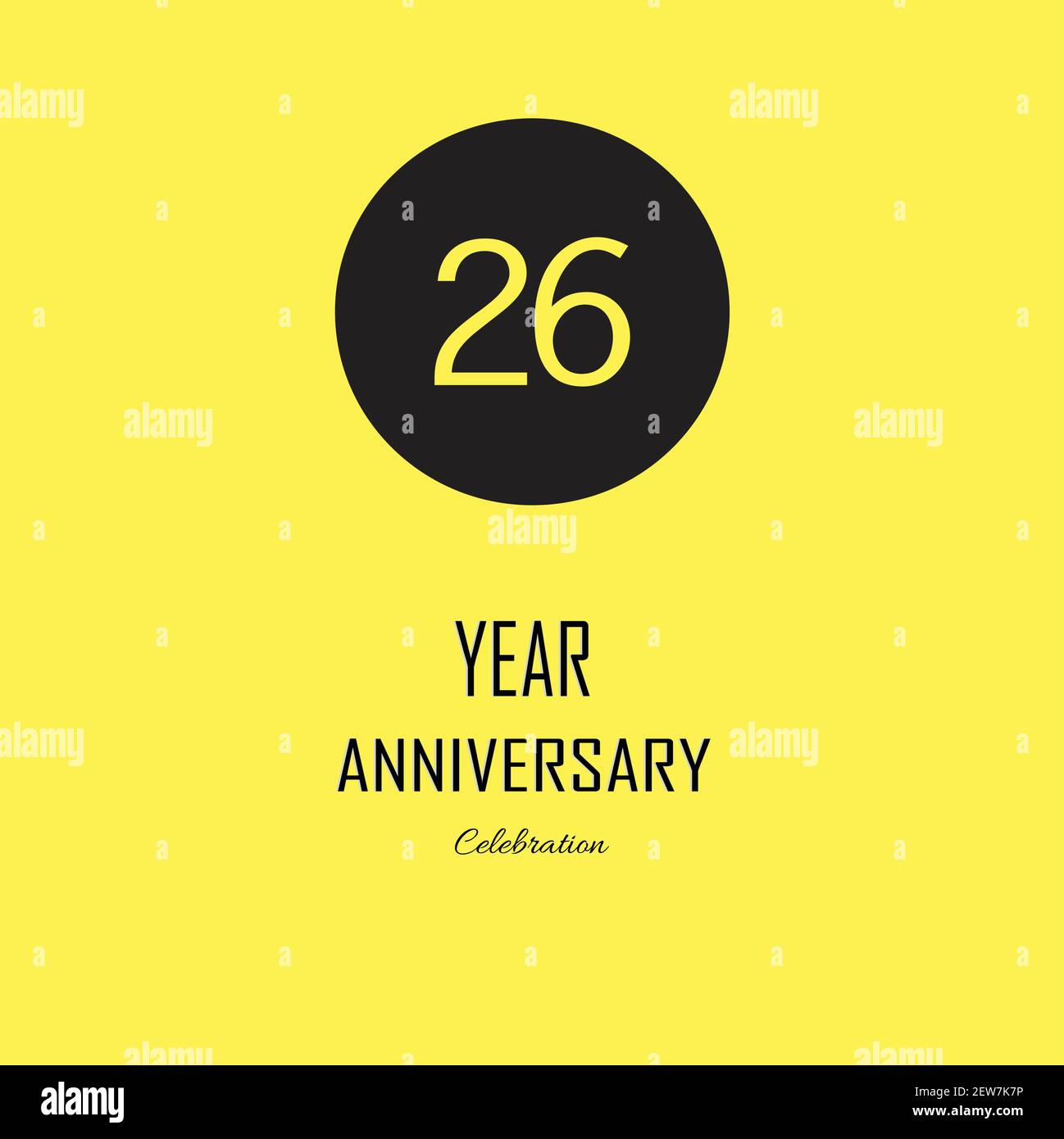 26 Anniversary celebration on yellow background. Vector festive ...