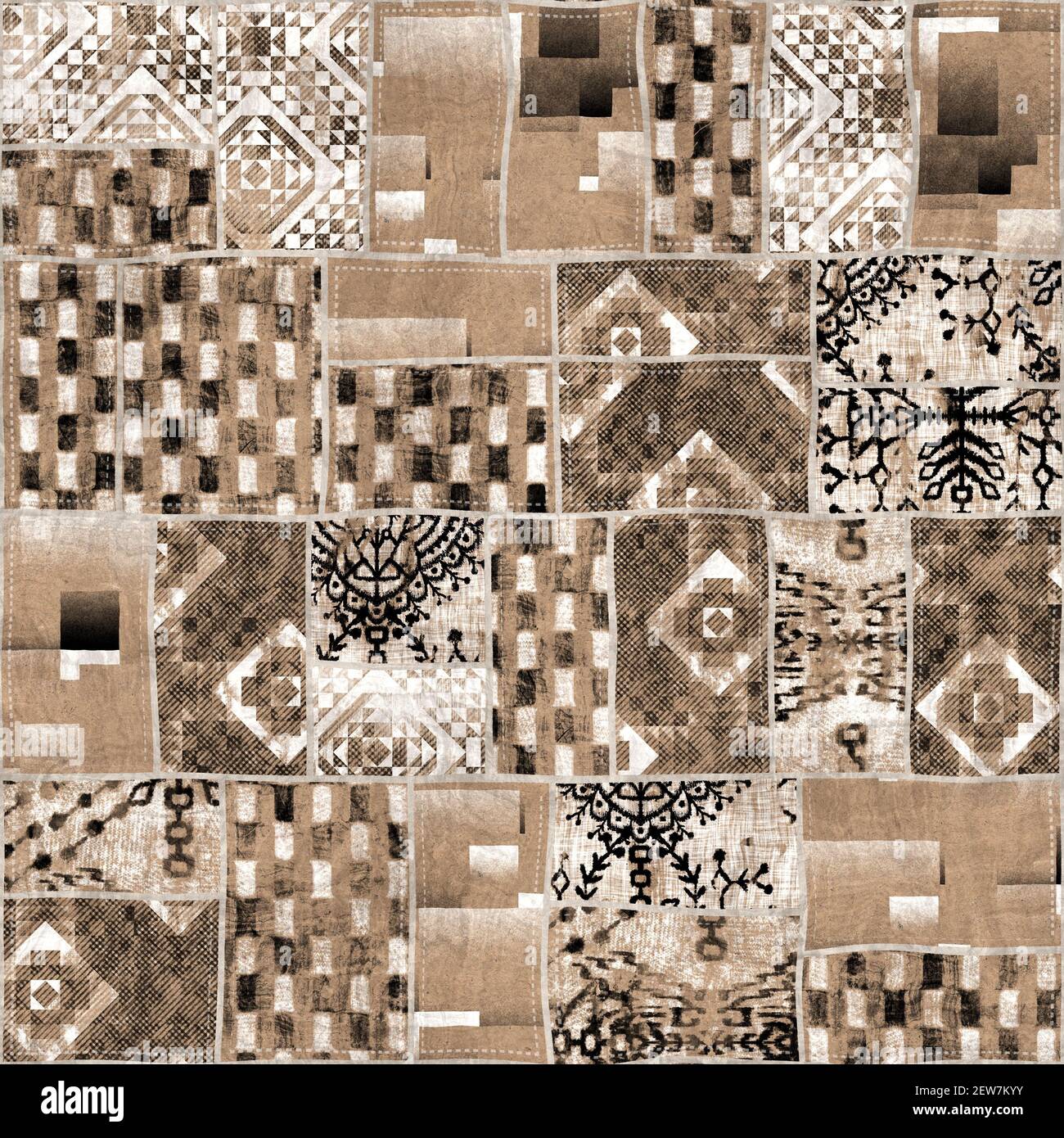 Seamless patchwork collage mix quilt pattern print Stock Photo - Alamy