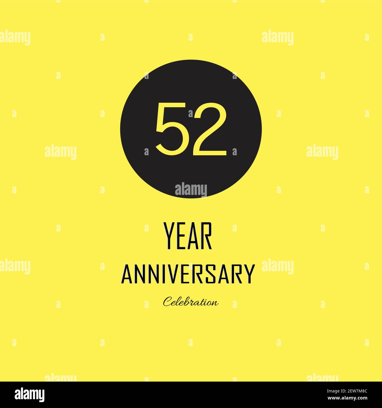 52 Anniversary celebration on yellow background. Vector festive ...