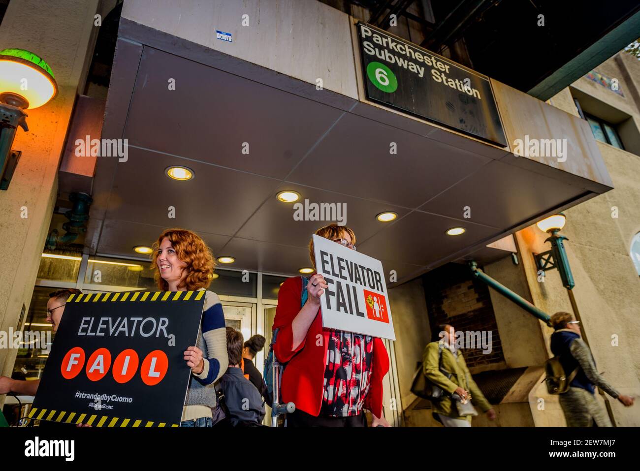 Activists staged a “Roll-In” demonstration at the Parkchester stop on ...