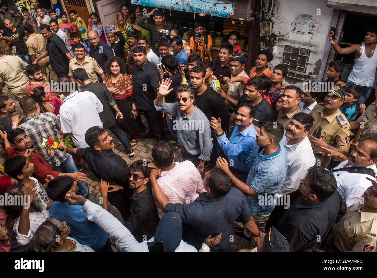 MUMBAI, INDIA - OCTOBER 16: Bollywood Actor Anil Kapoor visits slums of ...