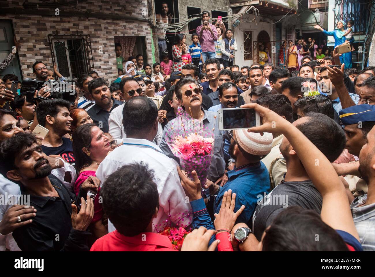 MUMBAI, INDIA - OCTOBER 16: Bollywood Actor Anil Kapoor visits slums of ...