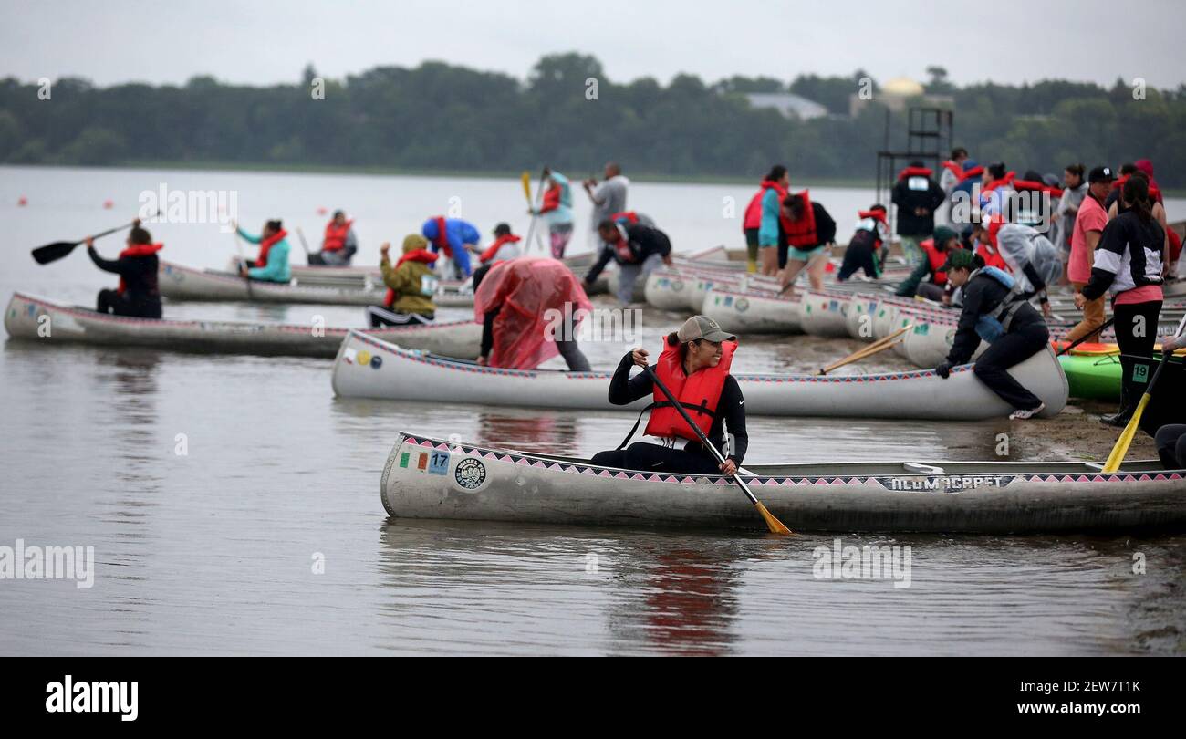 The first wave of women set off from shores of Bde Maka Ska/Lake ...