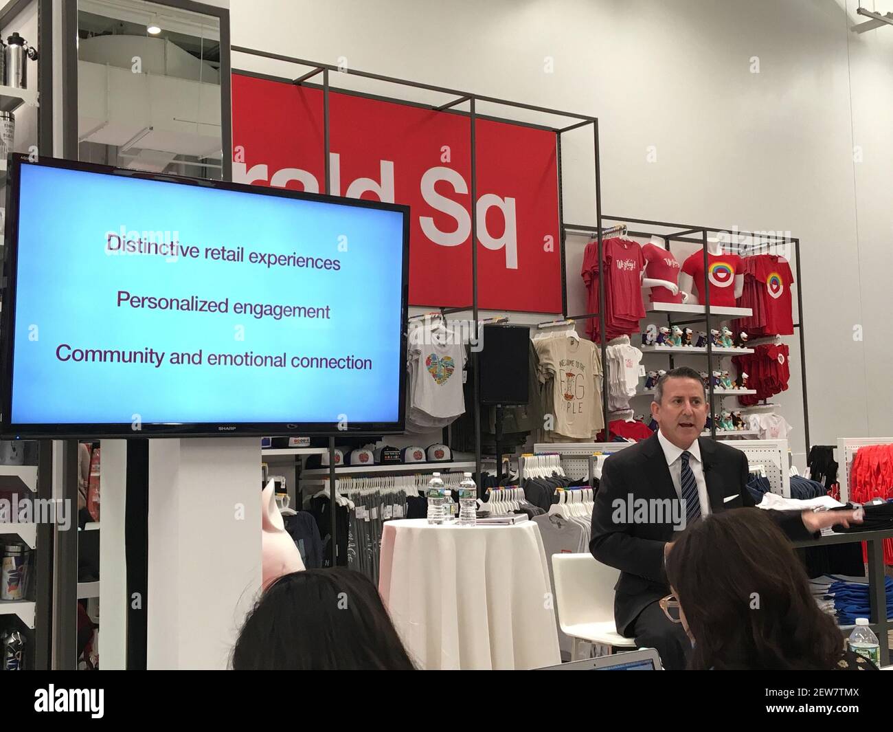 Target CEO Brian Cornell addresses reporters and investors at the ...