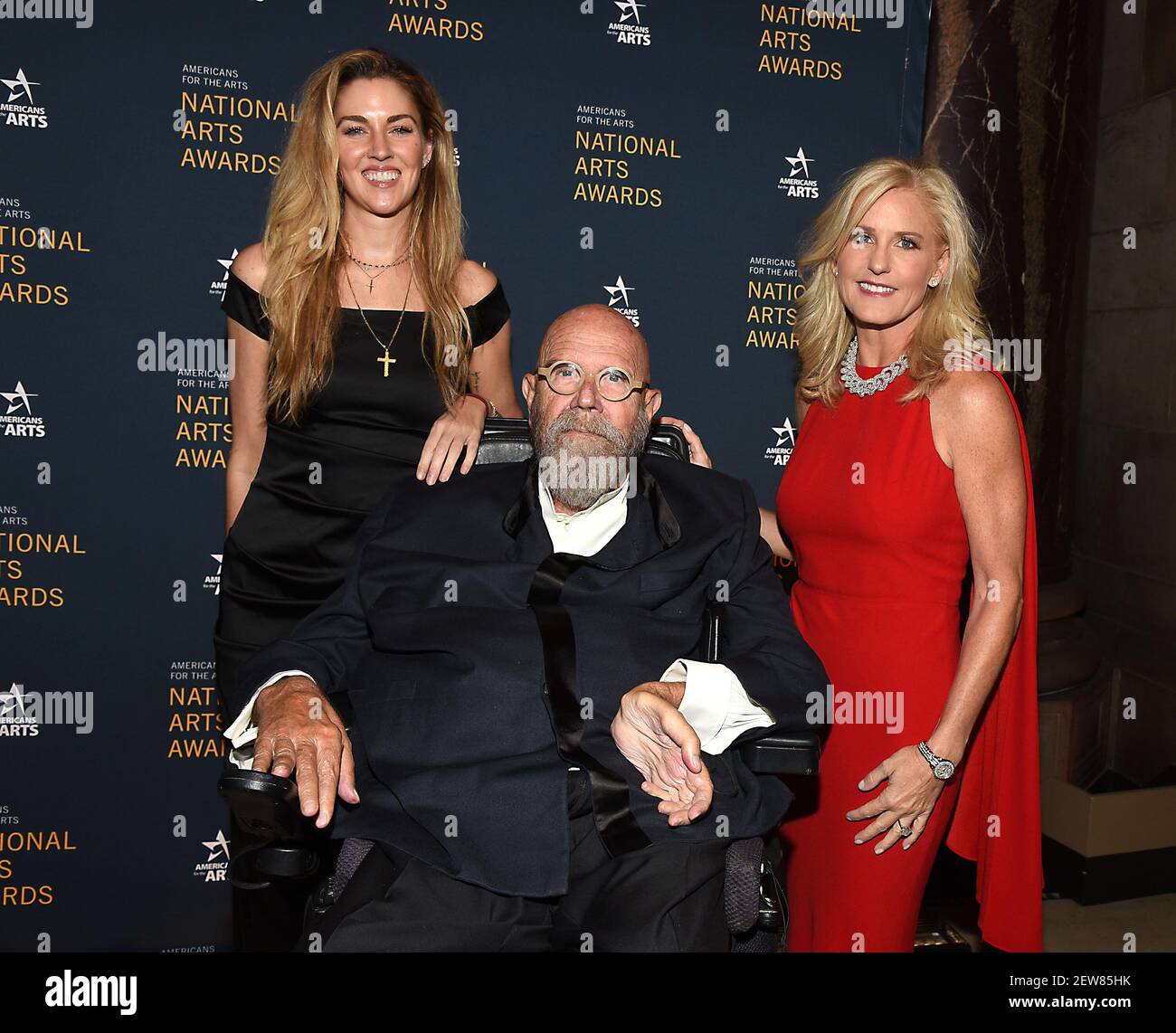 Suzanne Scott, Chcuk Close & Carolyn Clark Powers attend the Americans for the Arts Gala which ...