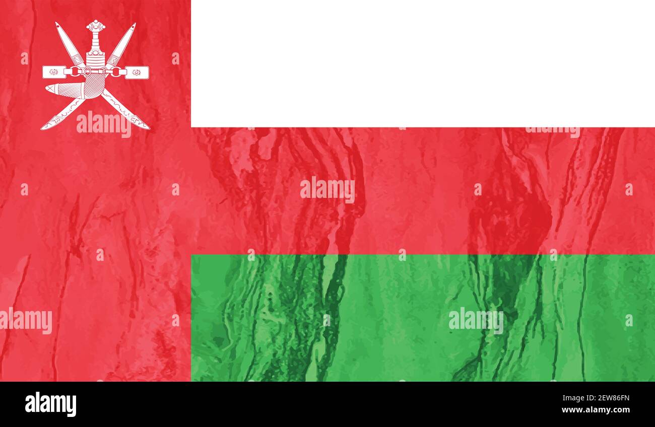 Oman flag with waving grunge texture. Vector background Stock Vector ...