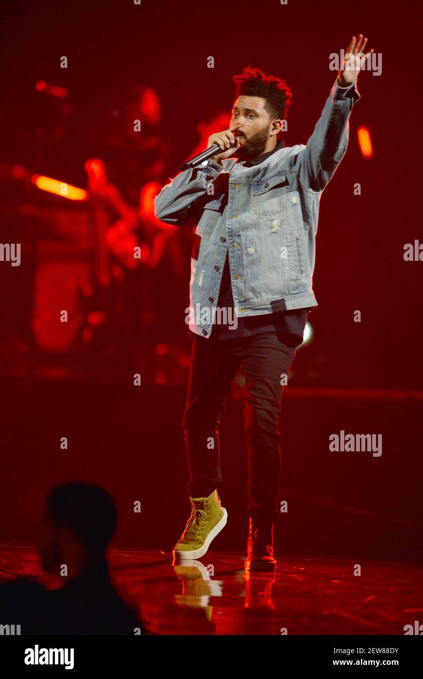 The Weeknd performs on stage during "The Weeknd - Starboy: Legend of the Fall 2017 World Tour ...