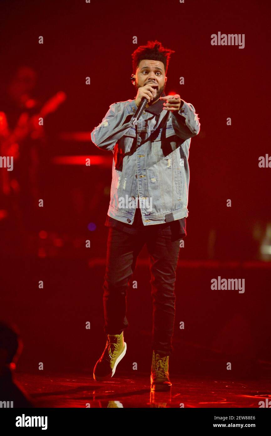 The Weeknd performs on stage during "The Weeknd - Starboy: Legend of the Fall 2017 World Tour ...