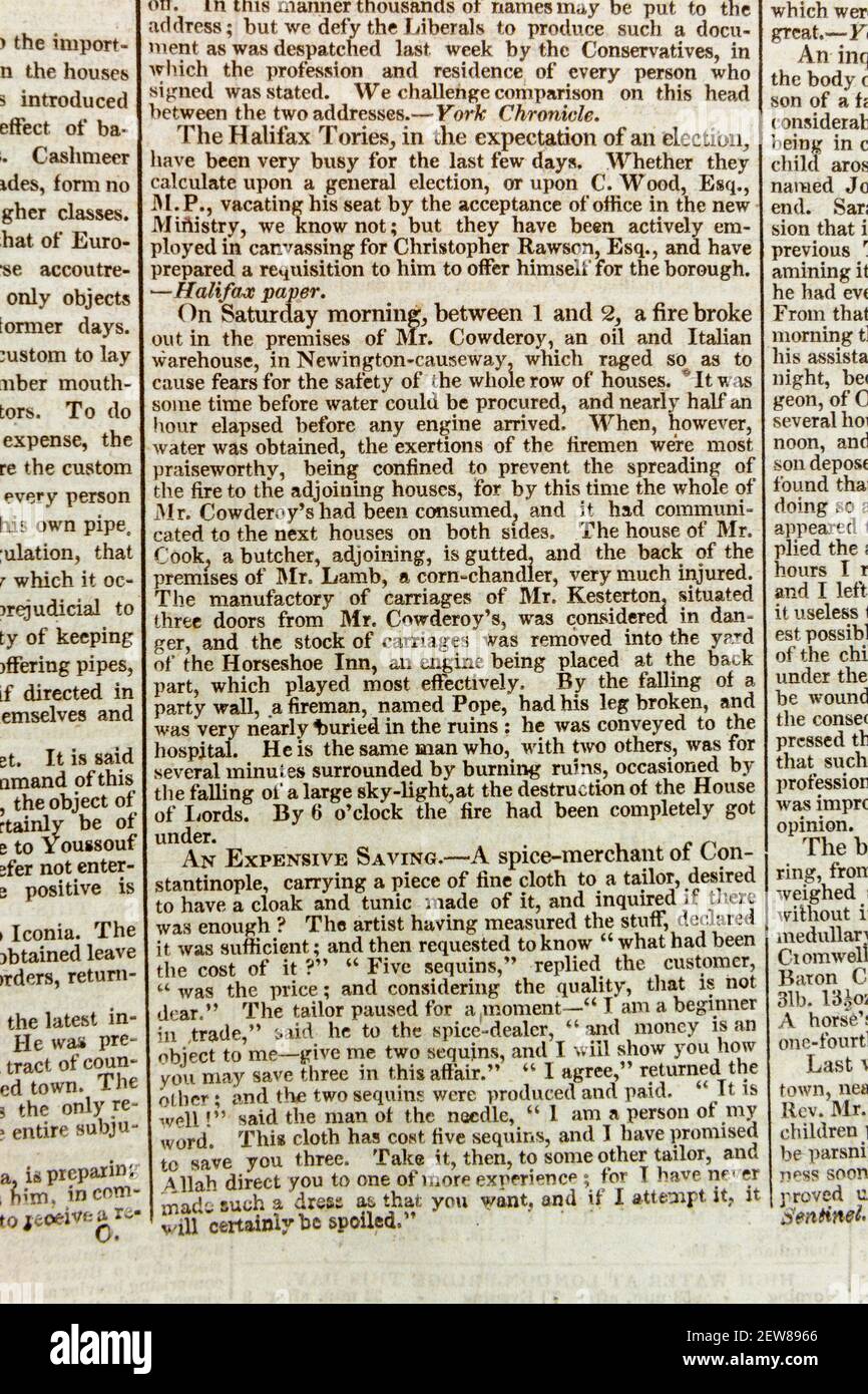 Some short news stories in the Times newspaper (Monday 20th April 1835 ...