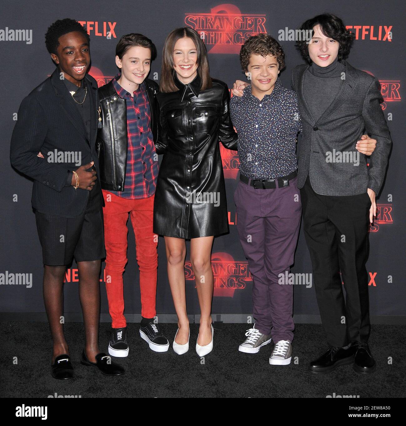 (L-R) "Stranger Things 2" Cast - Caleb McLaughlin, Noah Schnapp, Millie ...