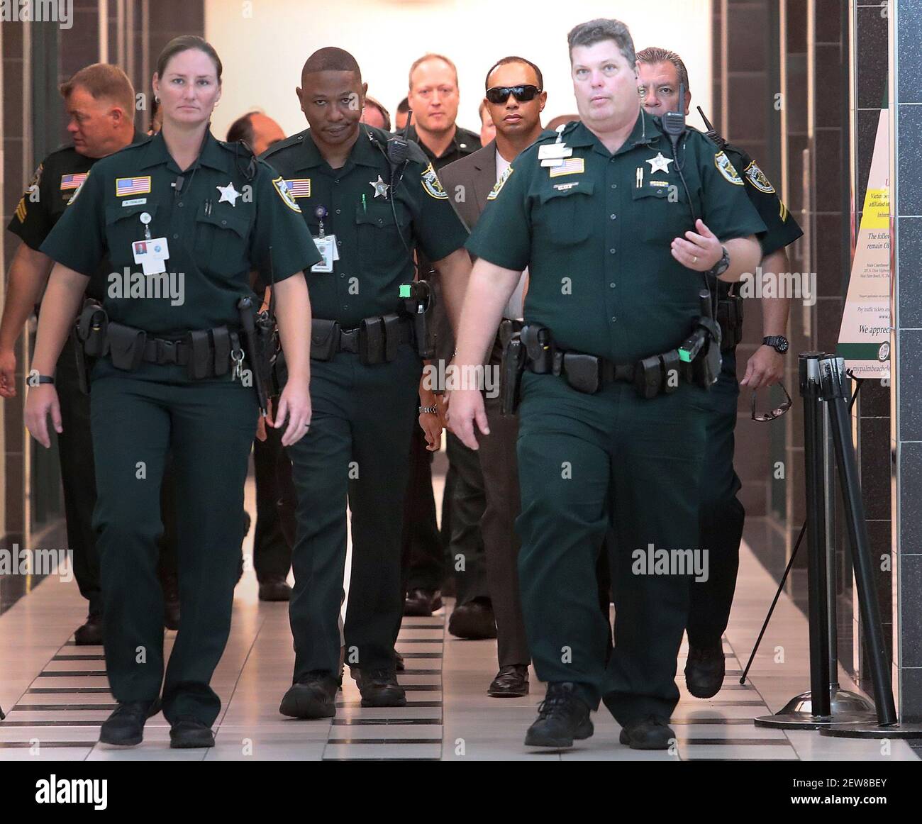 Golfer Tiger Woods makes his way into a North County Courthouse ...