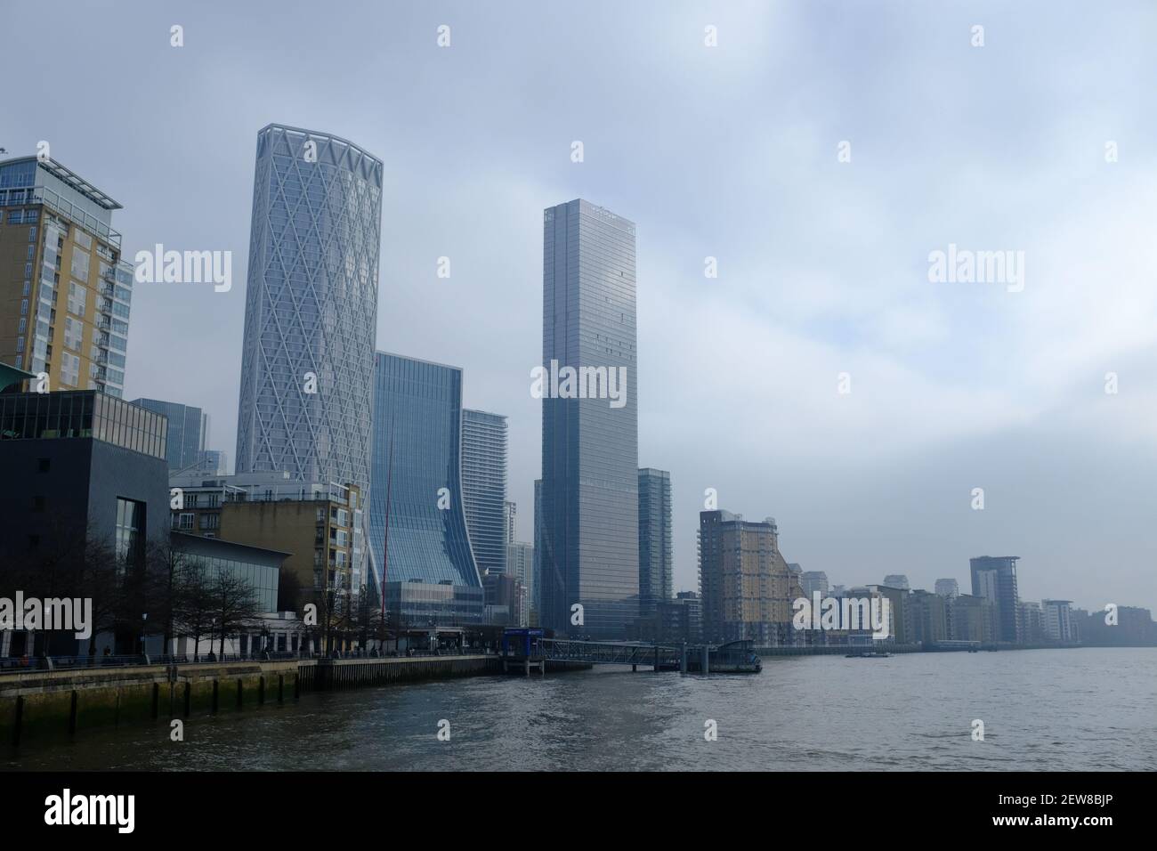 LONDON - 2ND MARCH 2021: A cityscape view of the new Canary Wharf ...