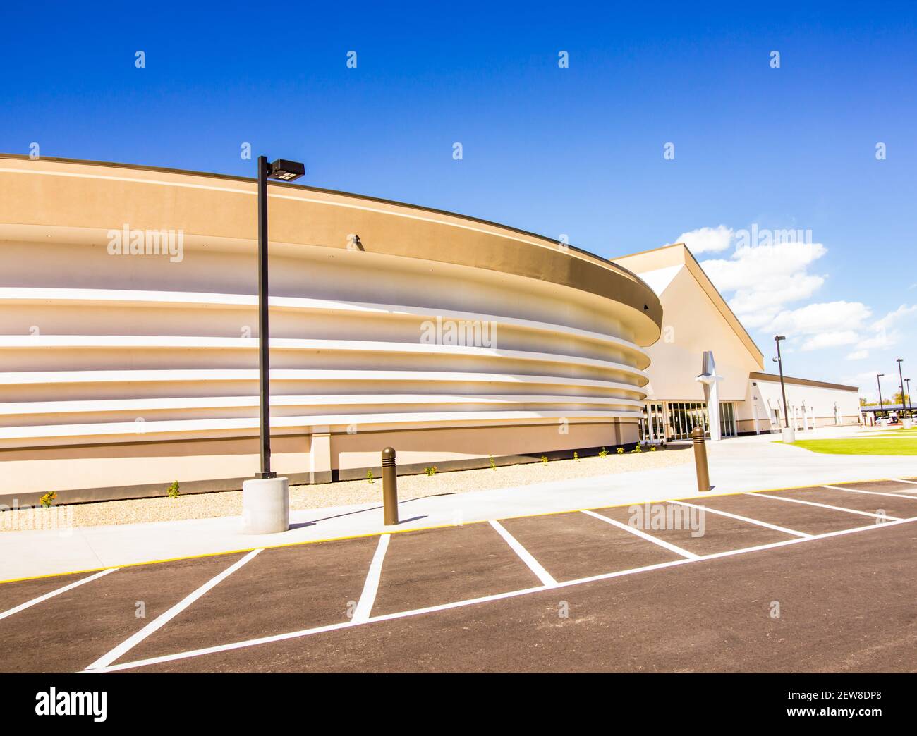 Modern Church Architecture With Cross At Entrance Stock Photo - Alamy
