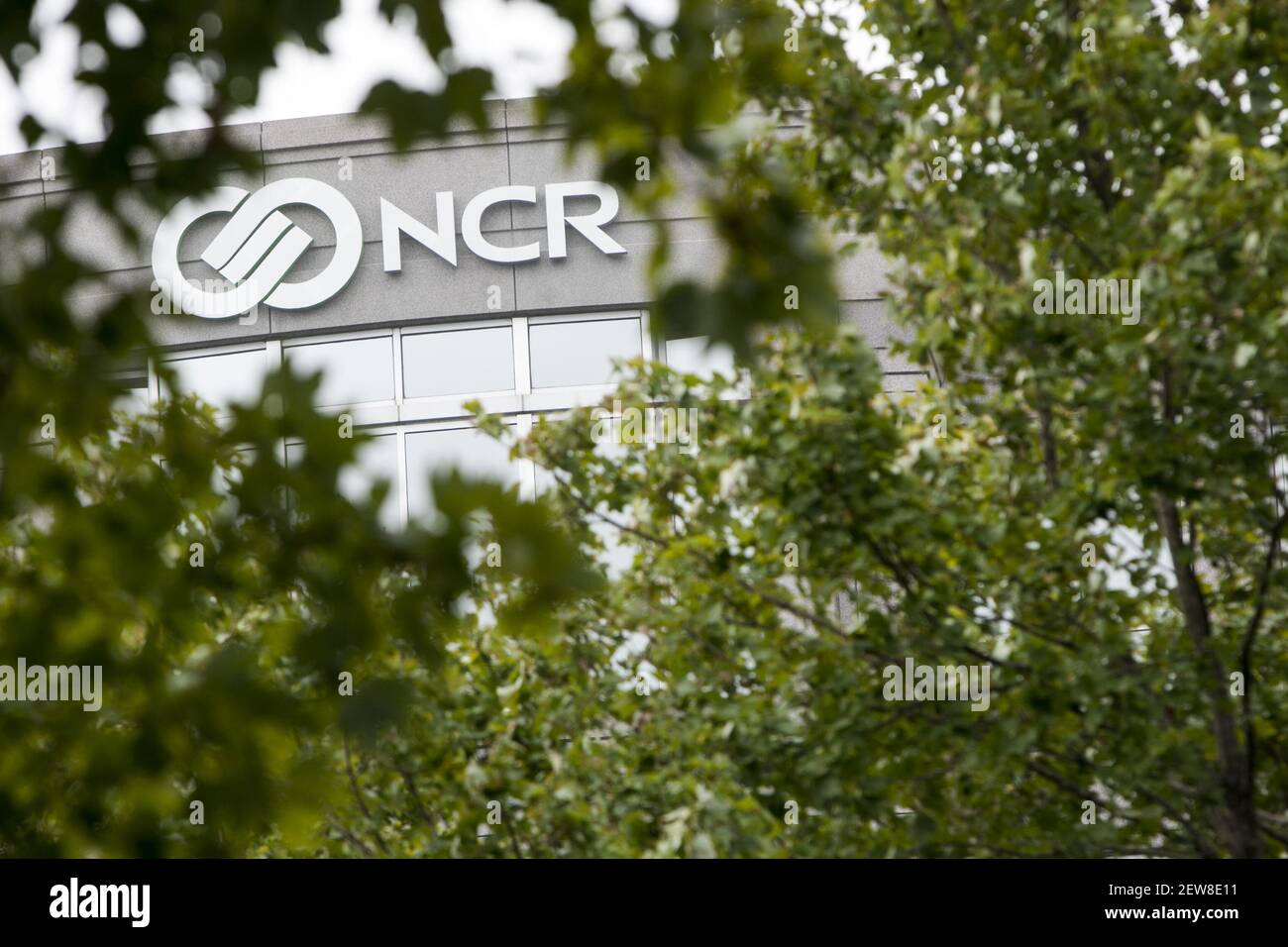 A logo sign outside the headquarters of The NCR Corporation in Duluth ...