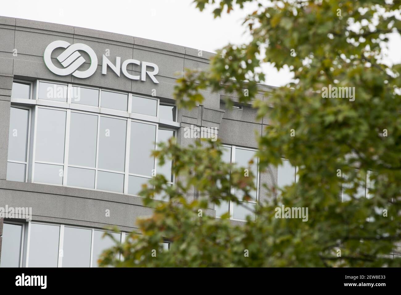 A logo sign outside the headquarters of The NCR Corporation in Duluth ...