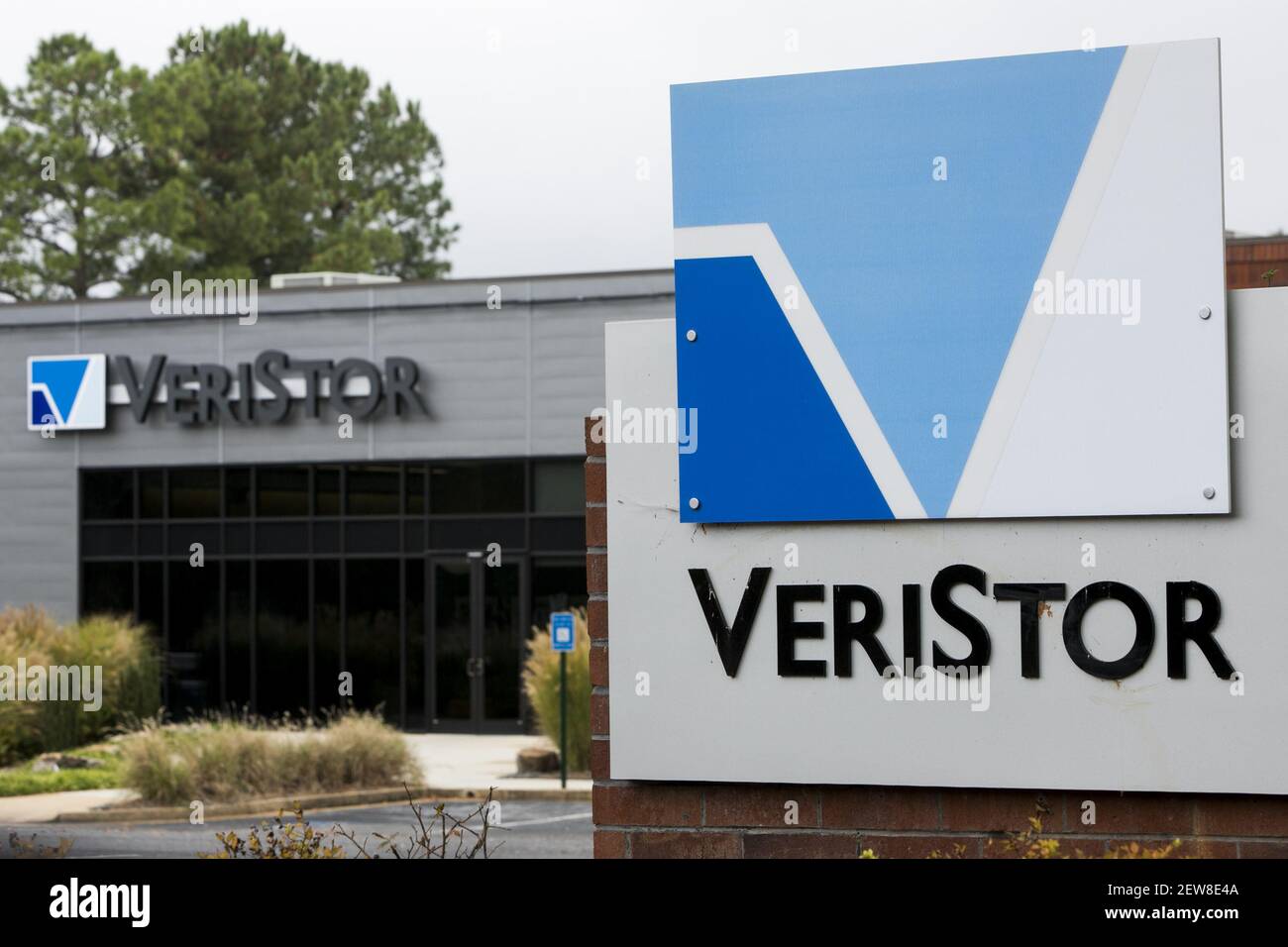 A logo sign outside the headquarters of VeriStor Systems, Inc., in ...