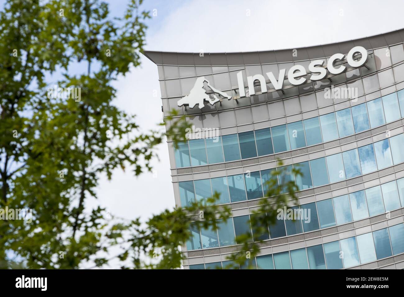A logo sign outside of the headquarters of Invesco Ltd., in Atlanta ...